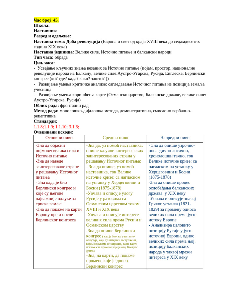 45 Velike Sile Istocno Pitanje I Balkanski Narodi Obrada | PDF