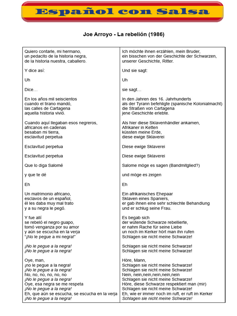 La Rebelión 1986 - Joe Arroyo | PDF