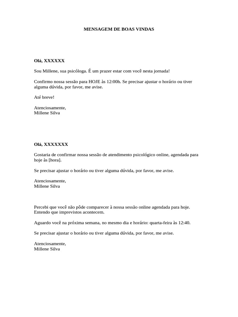 Mensagem de Boas Vindas | PDF