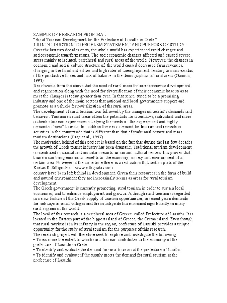 Sample of Research Proposal | PDF | Survey Methodology | Tourism