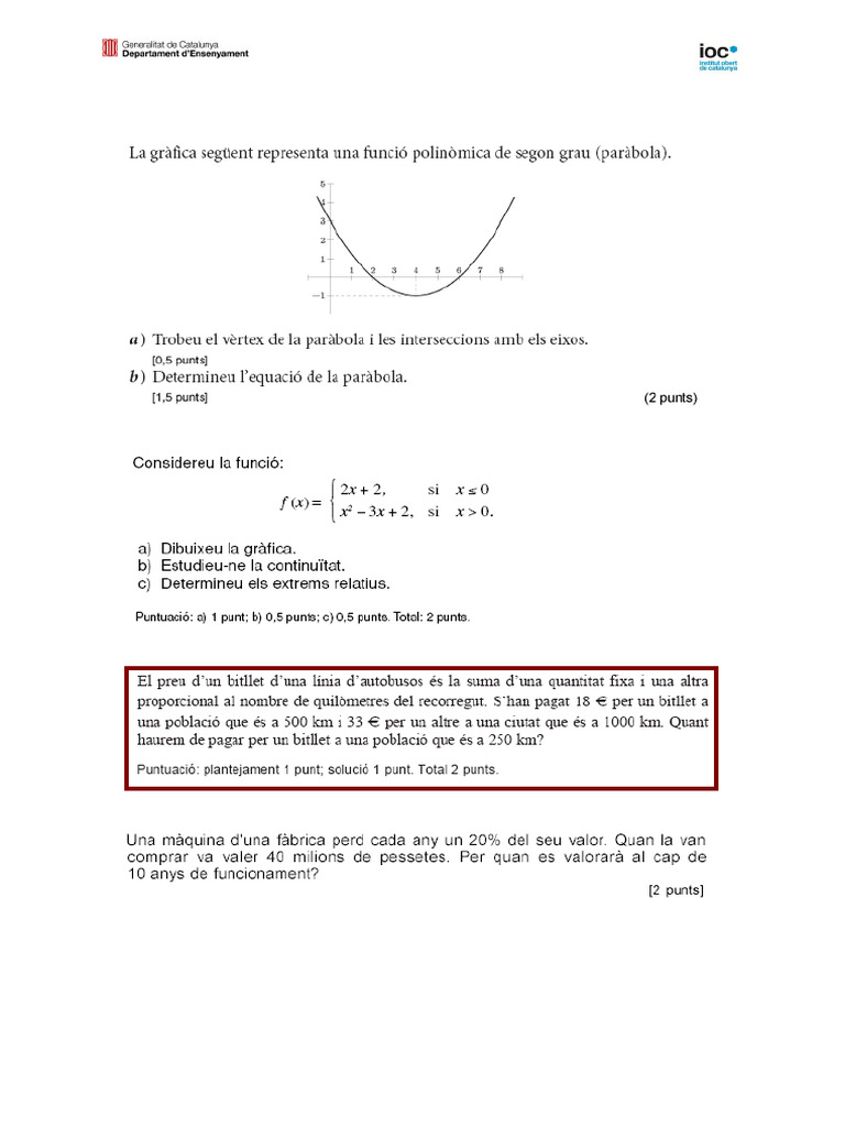 Problemes Funcions | PDF