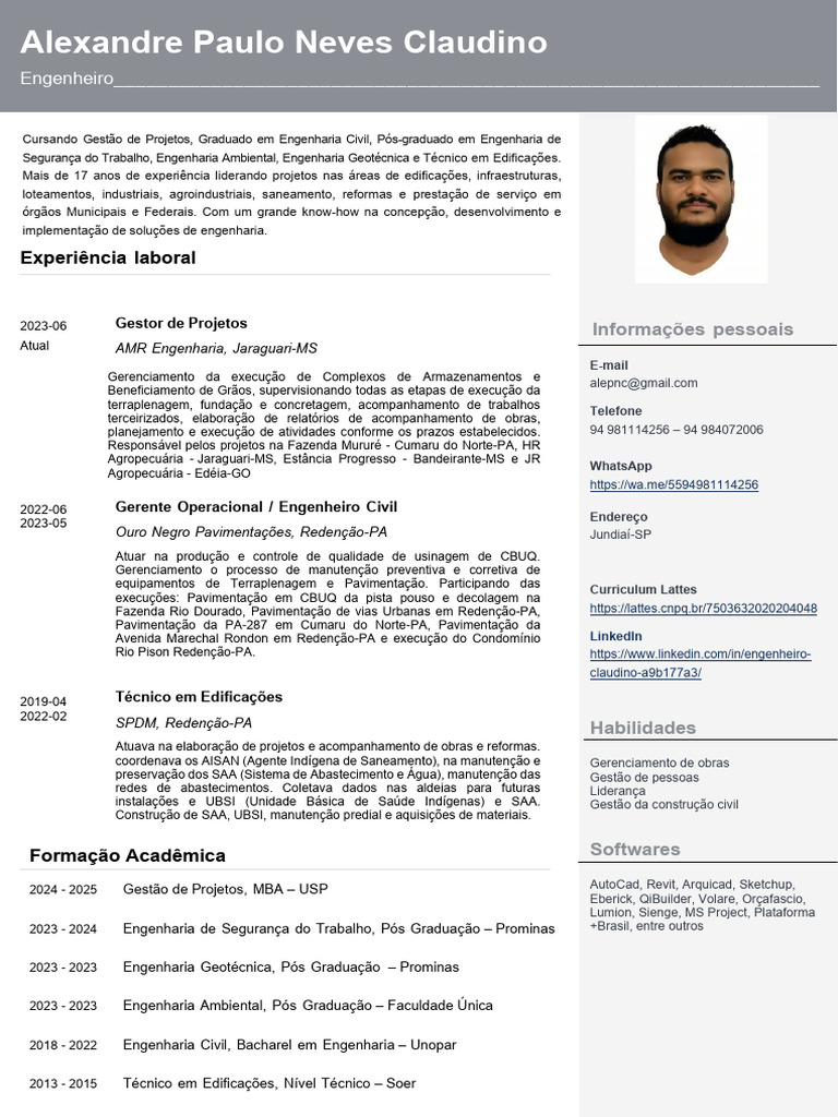 Currículo Alexandre Claudino | PDF