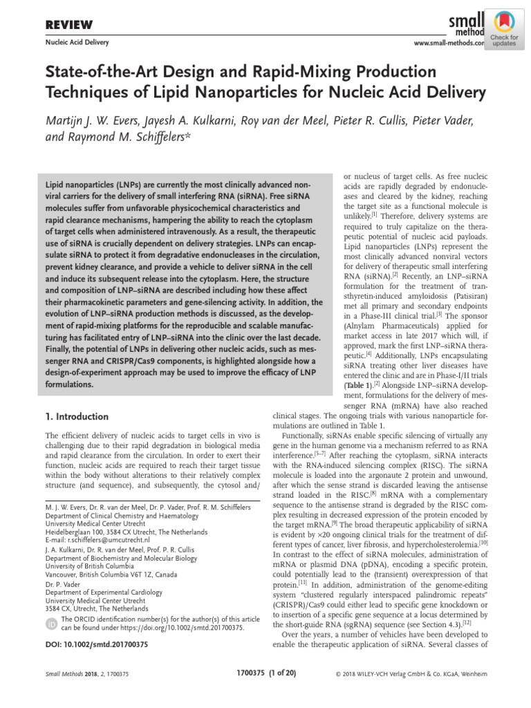 State-of-the-Art Design and Rapid-Mixing Production Techniques of Lipid ...