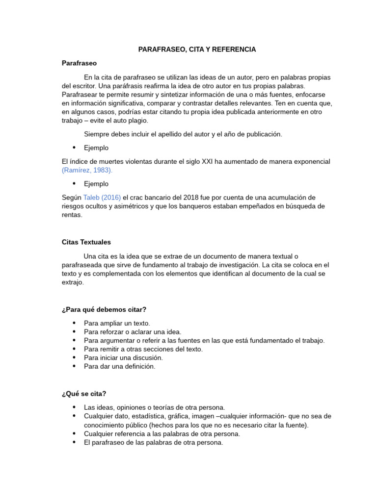 Parafraseo y Citas | PDF