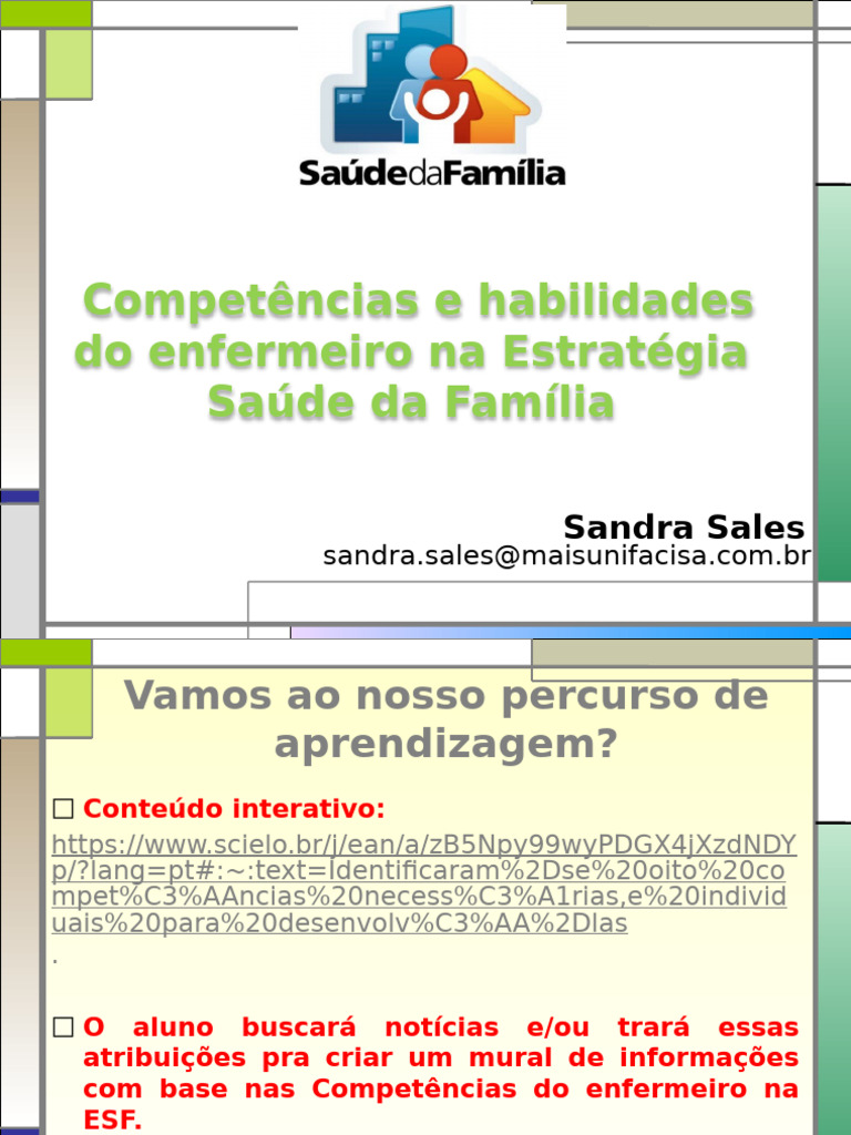 AULA 4 Competências e HABILIDADES Do Enfermeiro Na ESF | PDF