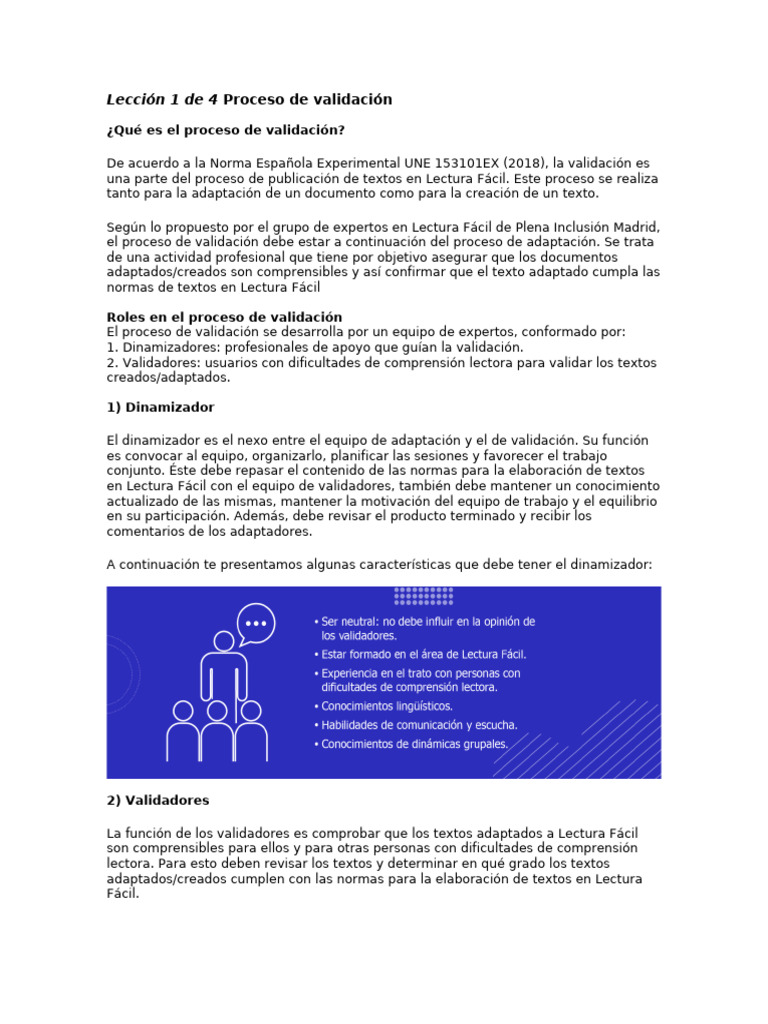 Lección 1 de 4 Proceso de Validación | PDF