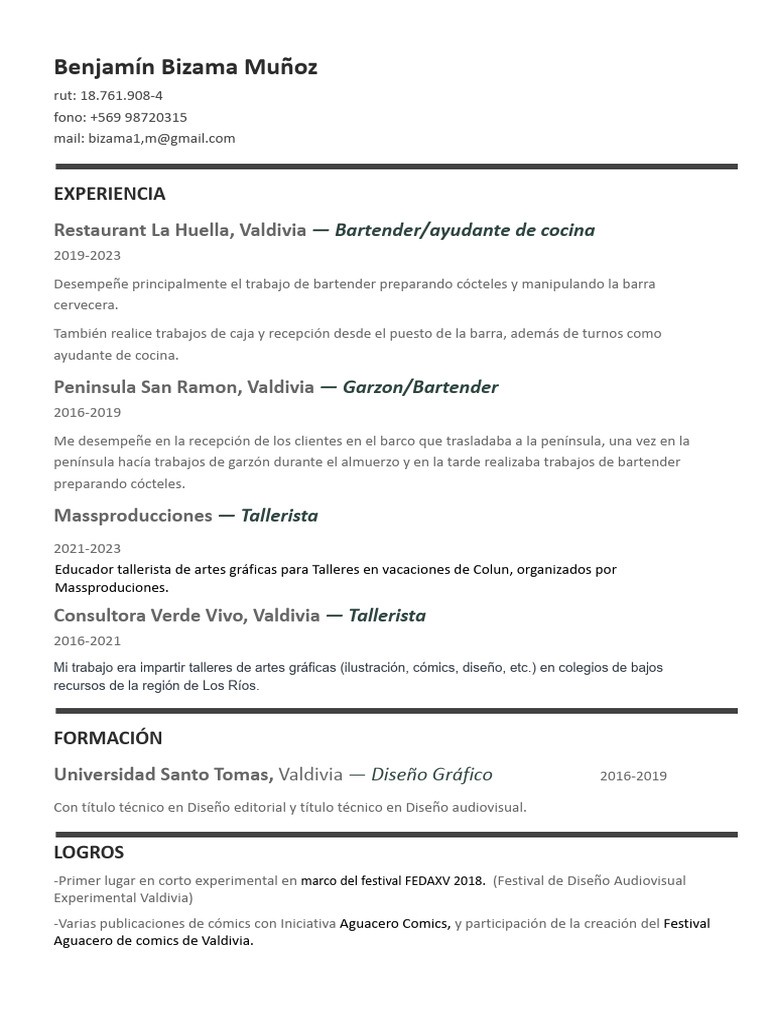 CV Benjamin Bizama Muñoz | PDF