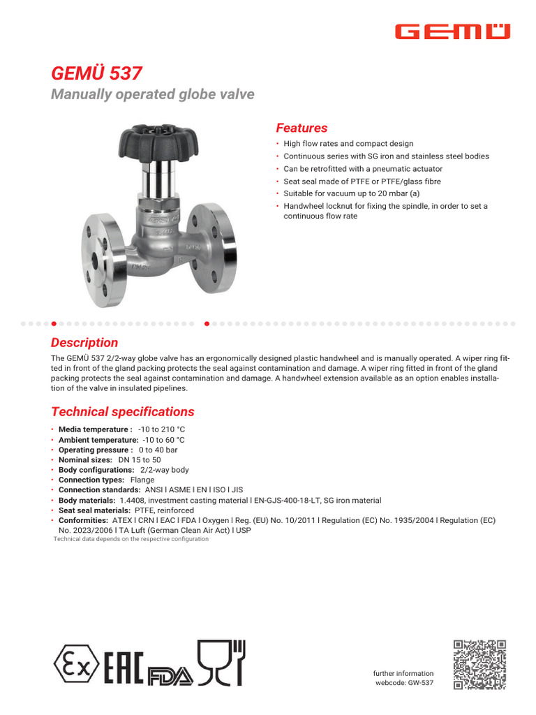 GEMU - DB - 537 - GB - Manual Globe | PDF