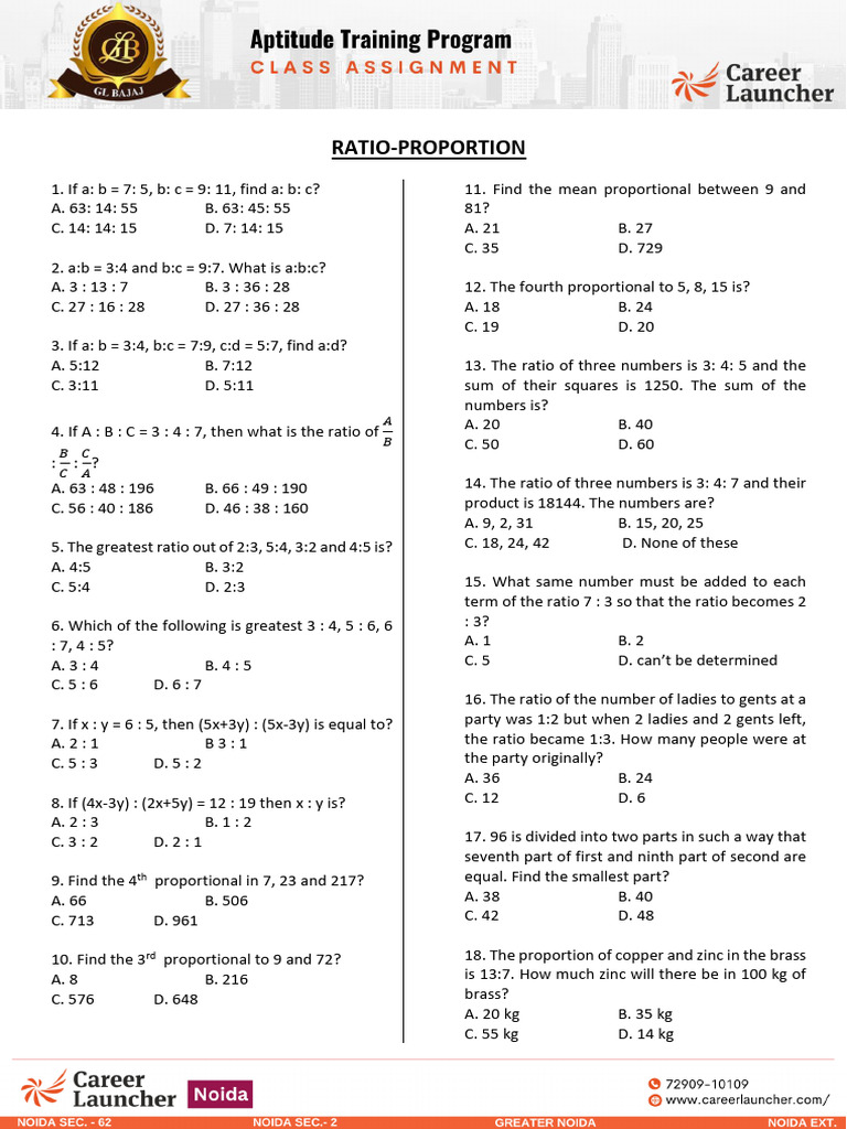Ratio and Proportion | PDF