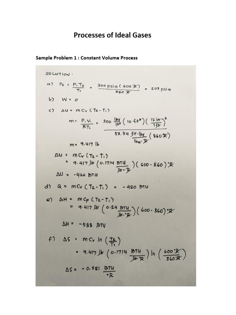 Thermodynamics 1 - Finals - Lecture Sample Problems | PDF