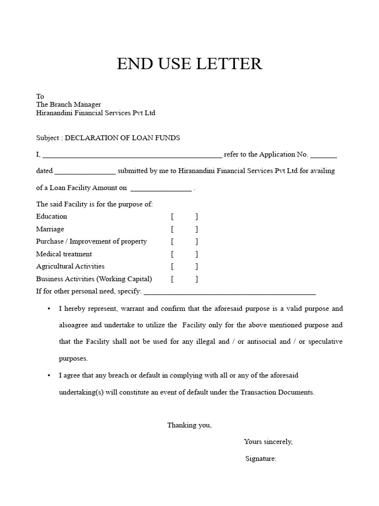 8 End Use Letter | PDF