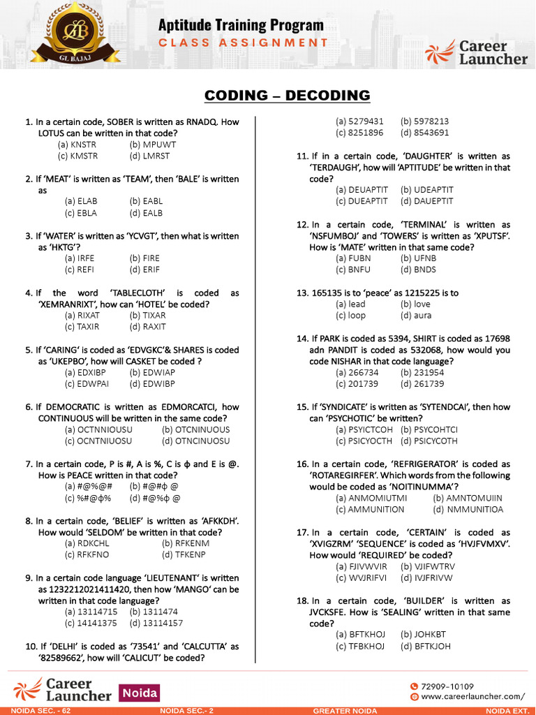 Coding Decoding | PDF