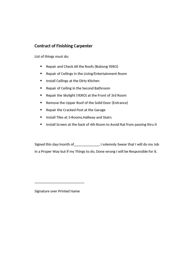 Contract of Finishing Carpenter | PDF