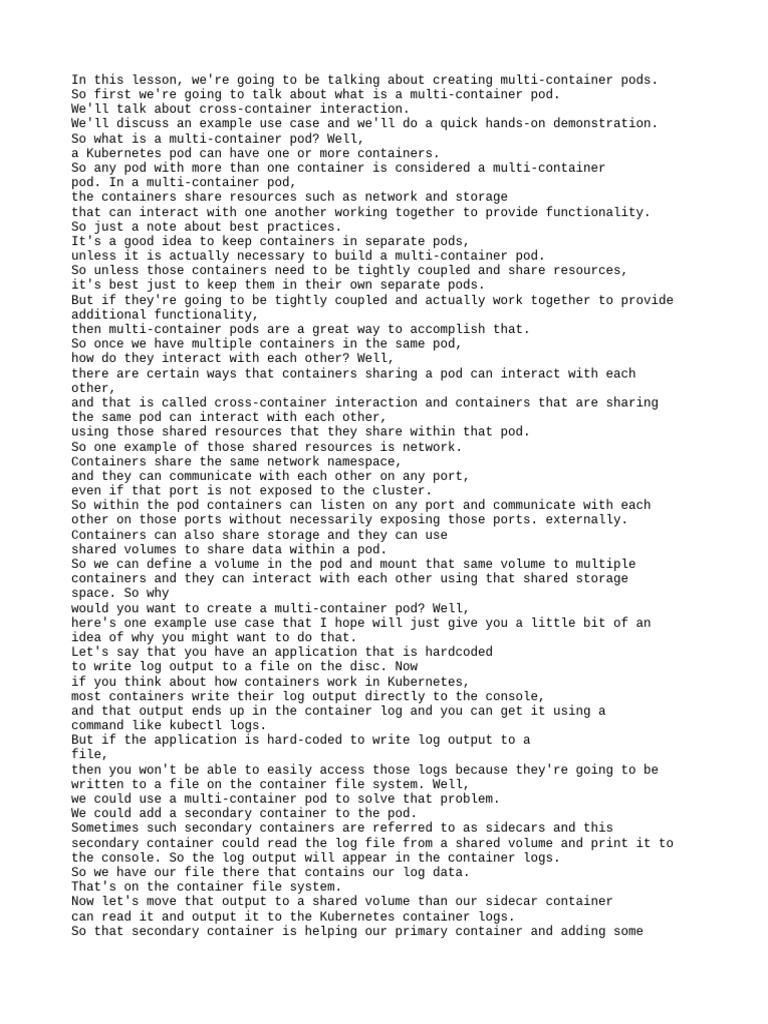 Creating Multi-Container Pods | PDF