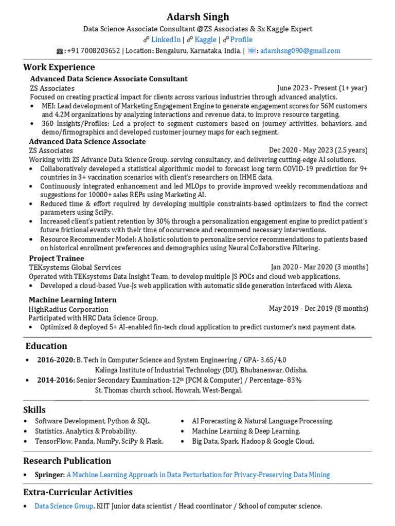 Adarsh Singh Resume | PDF Adarsh Singh Resume | PDF