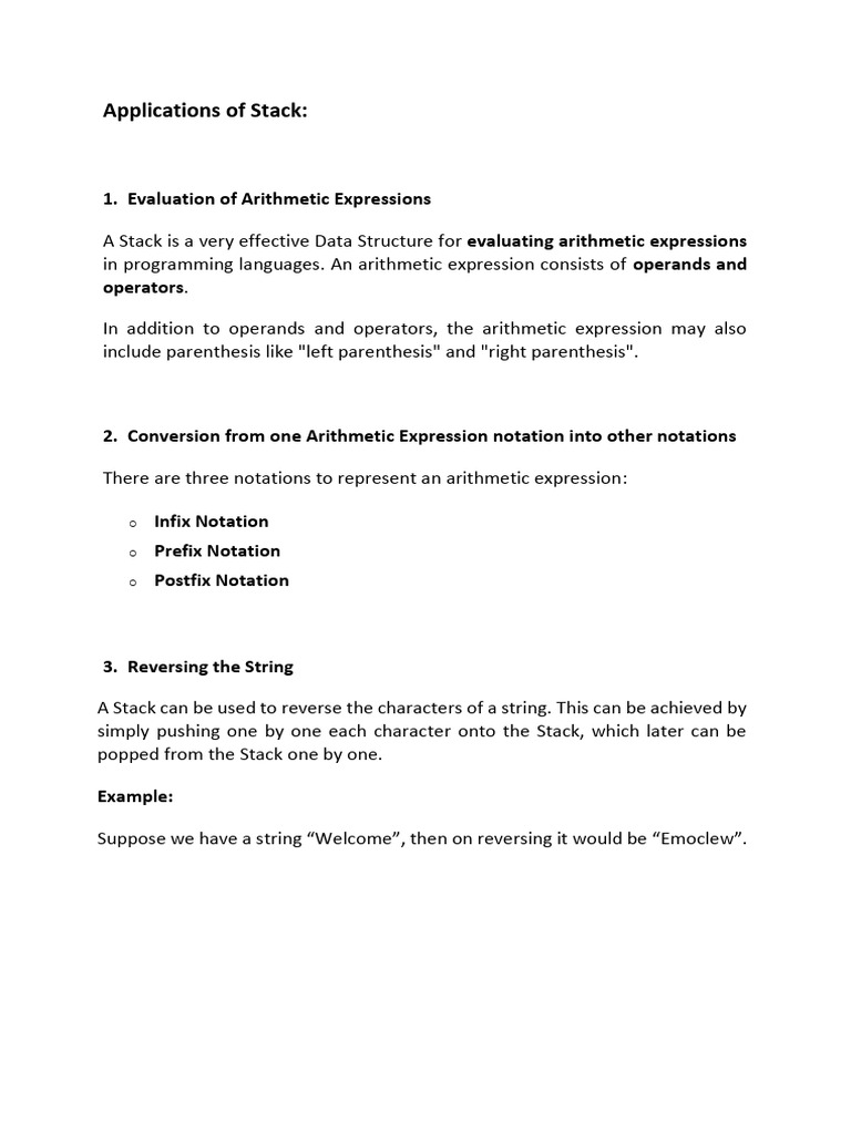 6.applications, Advantages & Disadvantages of Stack | PDF