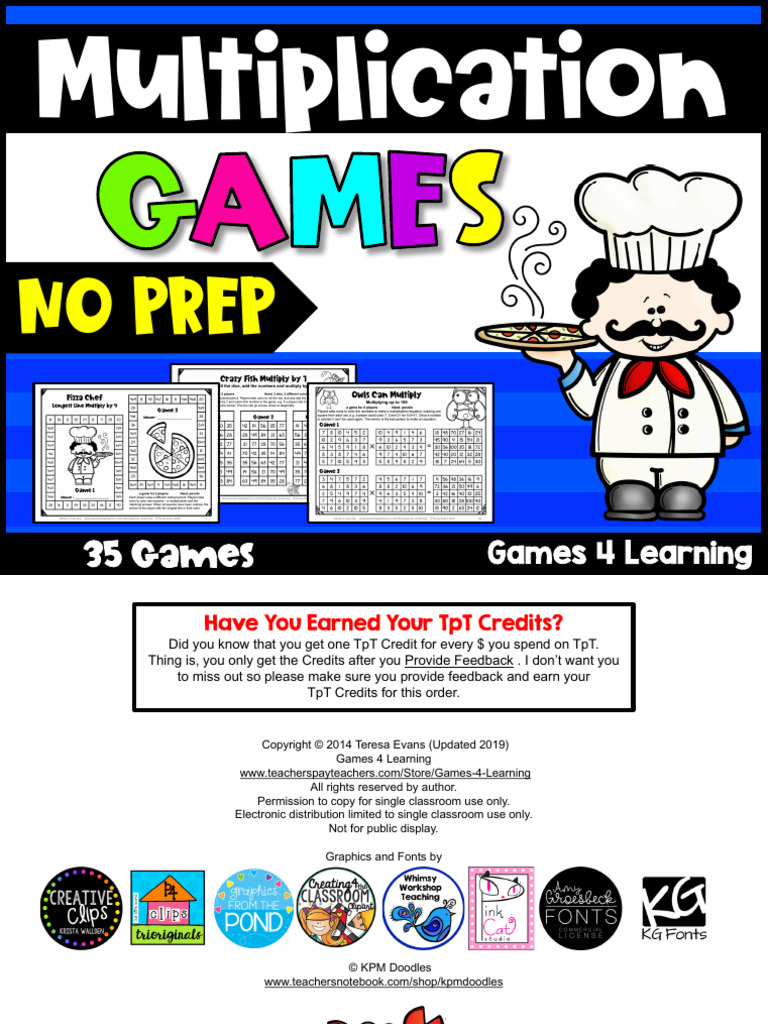1 Multiplication Games NO PREP Math Games For Multiplication Facts ...