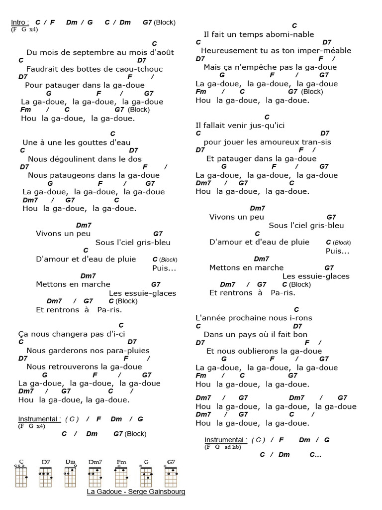 Paroles de "La Gadoue" de Gainsbourg | PDF