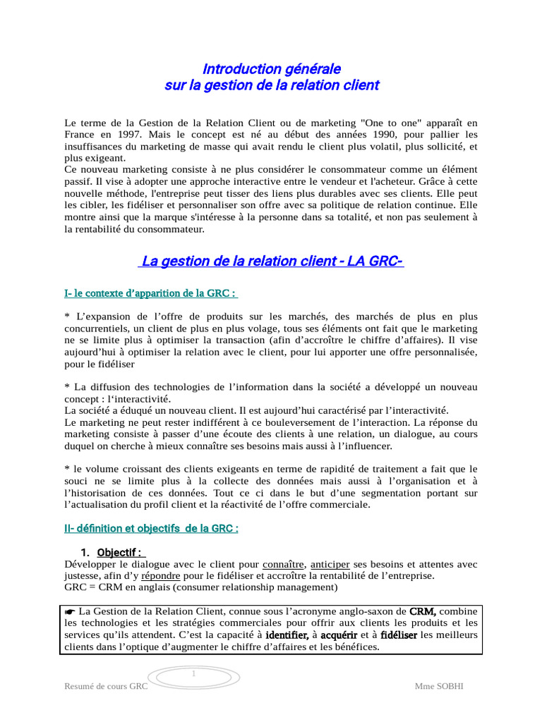 GRC Resumé de Cours - Docx - 1603826713946 | PDF