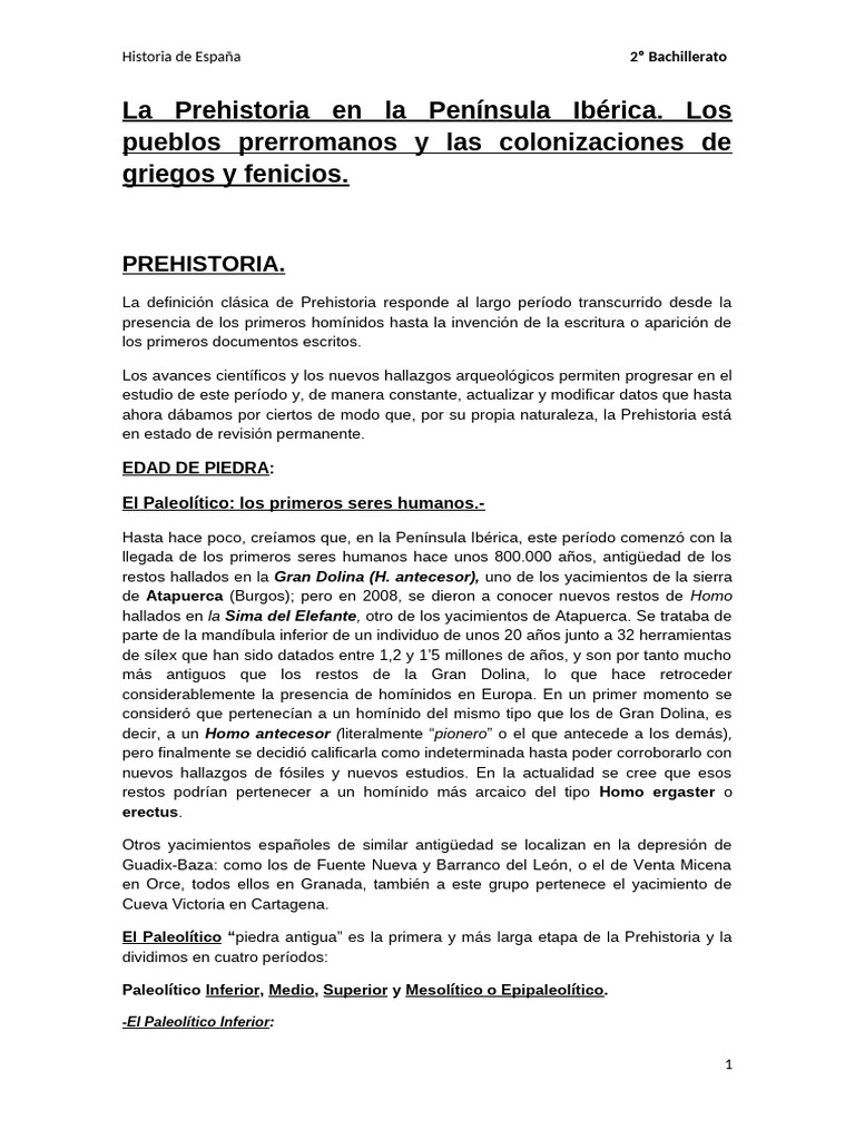 La Prehistoria en La Penã - Nsula Ibã - Rica. 21-9-2015. | PDF