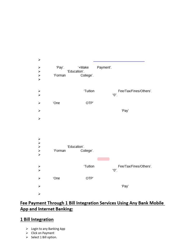 Fee Payment Through Digital Banking | PDF | Fee | Finance & Money ...