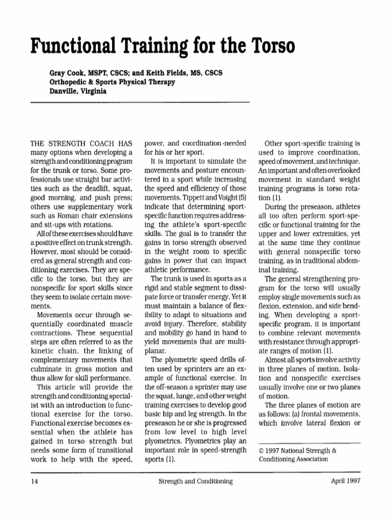 Functional Training For The Torso | PDF