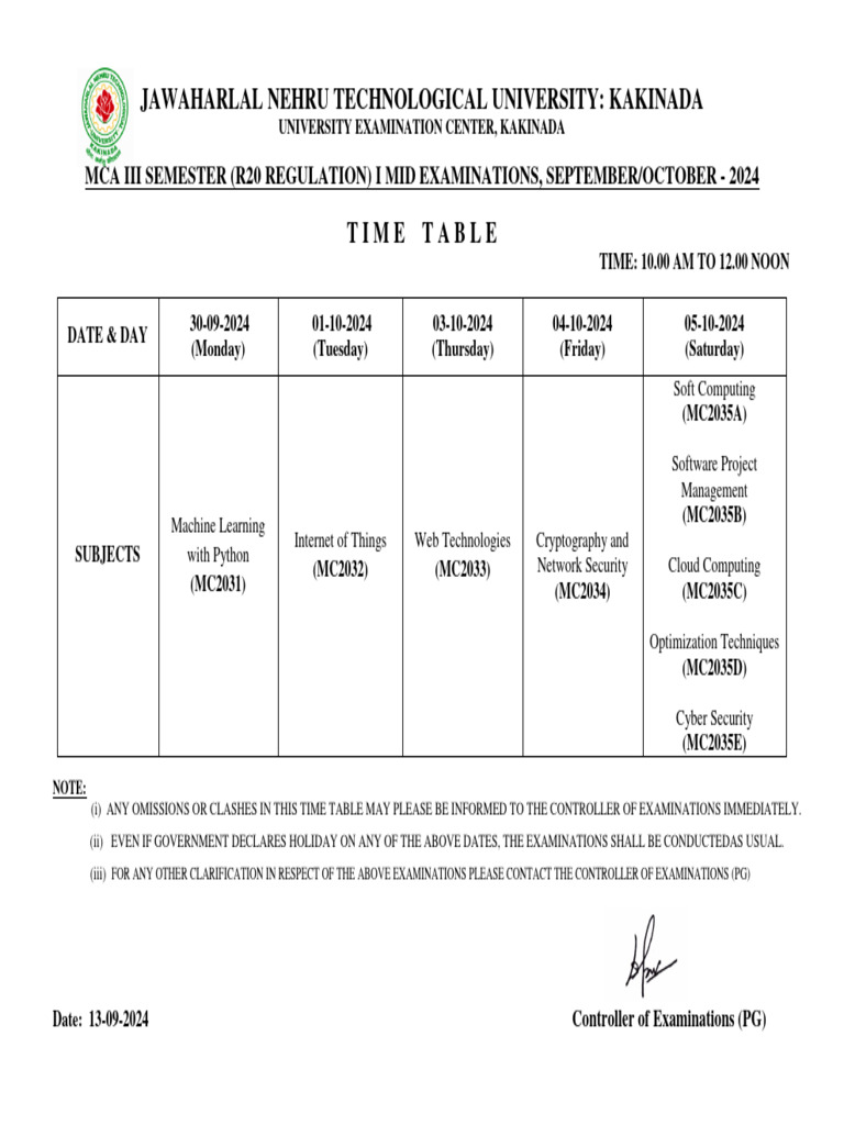 MCA III Sem - I MID Sept 2024 | PDF MCA III Sem - I MID Sept 2024 | PDF