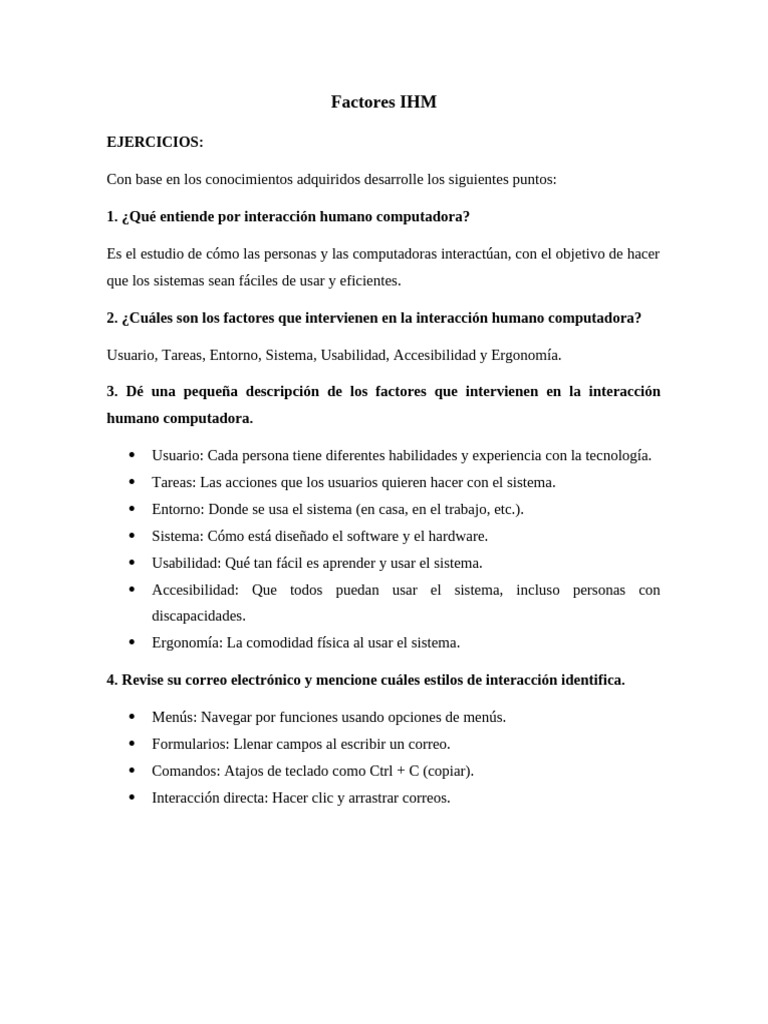 Factores IHM, UND. 2 | PDF