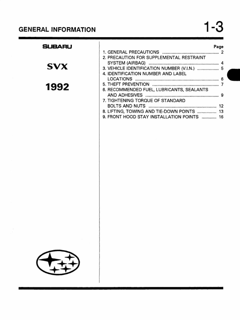 Subaru SVX | PDF