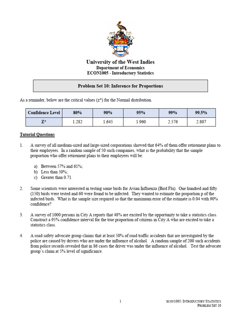 Problem Set 10 - Inference For Proportionsvs2 | PDF