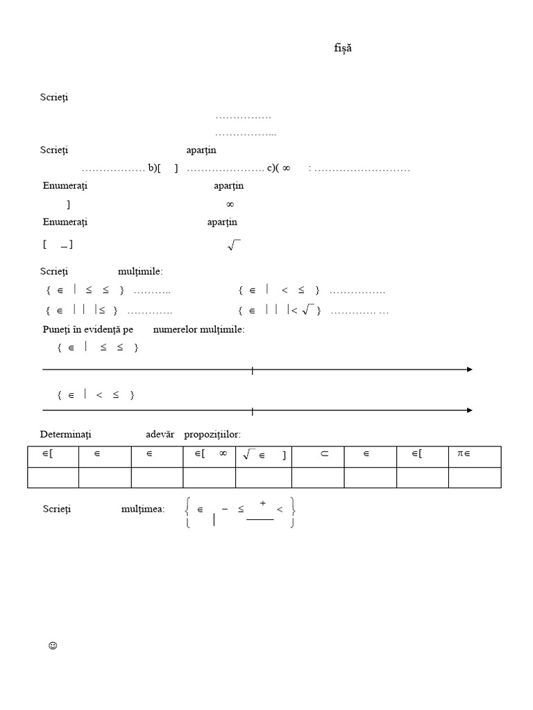 1 - Intervale - de - Numere - Reale - Fisa - de - Lucru Ok | PDF