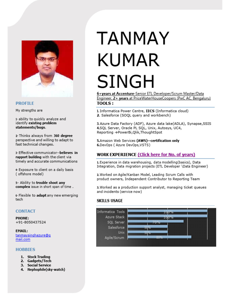 Resume - Tanmay Kumar Singh PWC Azure Informatica - April - 2023 - 1682479416154 - Tanmay Kumar ...