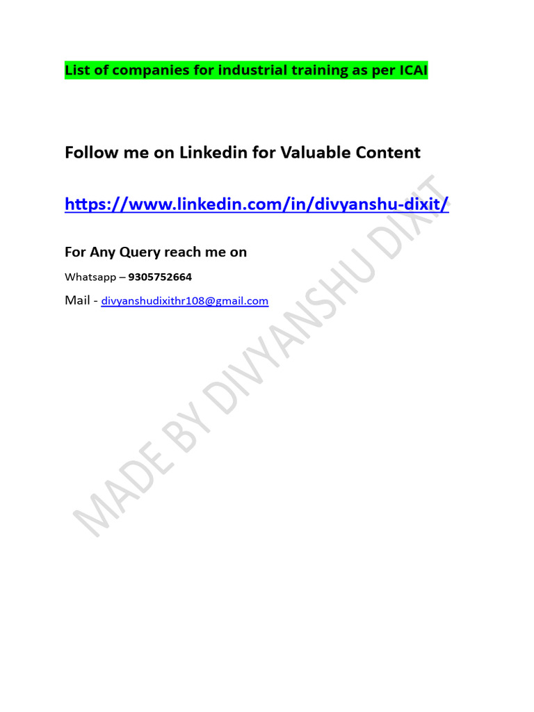Industrial Training As Per ICAI | PDF