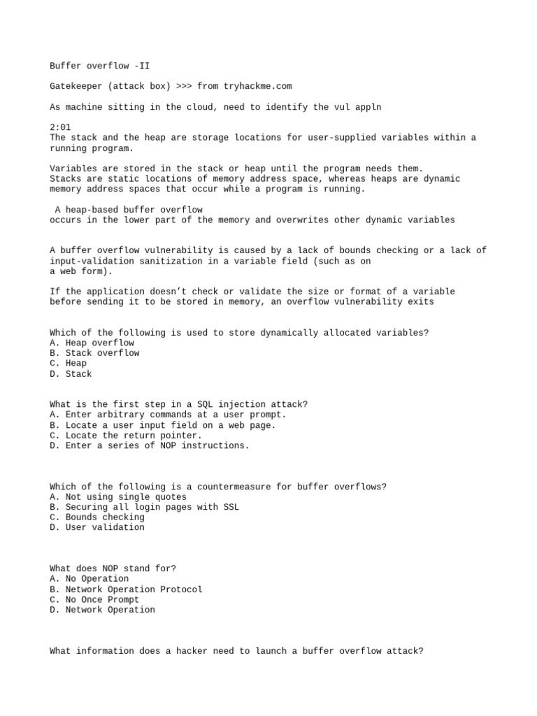 S11-Buffer overflow-II | PDF
