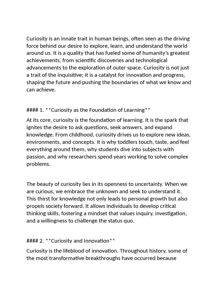 Curiosity in Human Beings | PDF