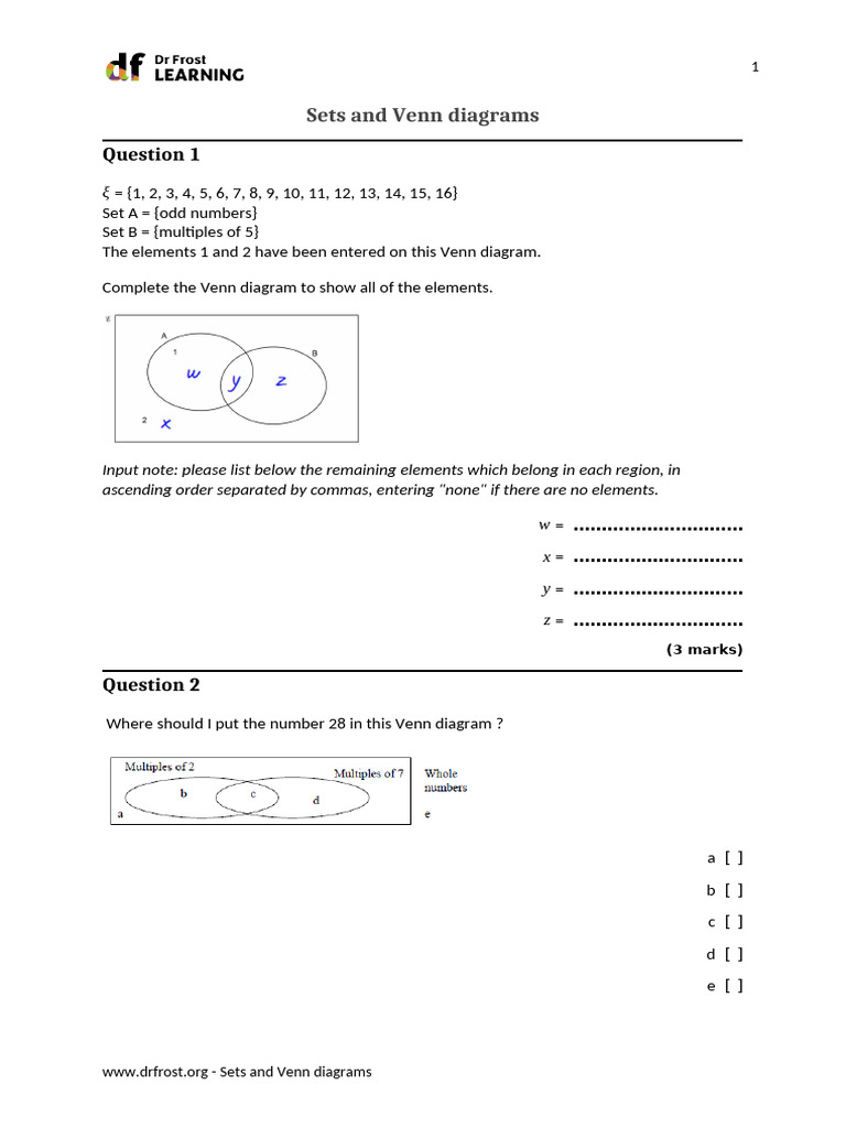 Sets and Venn Diagrams | PDF