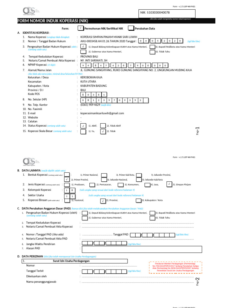 Form Pengajuan S.nik 2022 v2.5 Usp Nik Pad NPWP | PDF