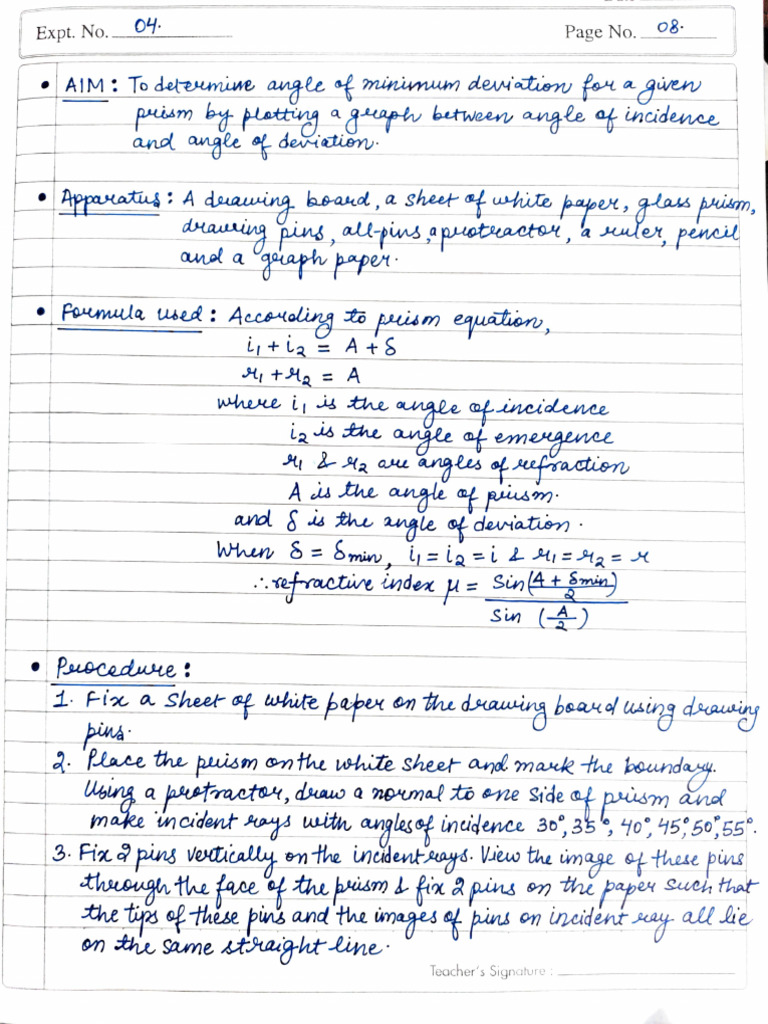 Angle of Deviation (Prism) | PDF