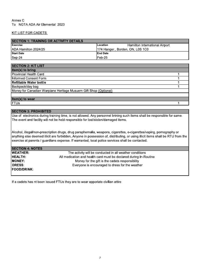 ADA Fundamental Aviation - Kit List | PDF