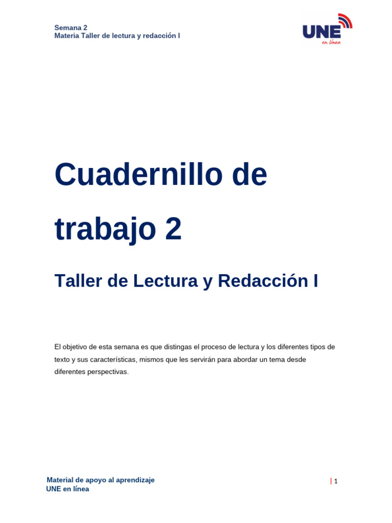 BV0106 - Formato de Ejercicios - S2 - E2 - Taller de Lectura y Redacción I | PDF