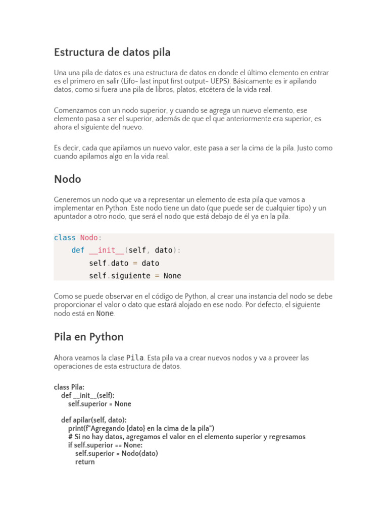 Estructura de Datos Pila | PDF