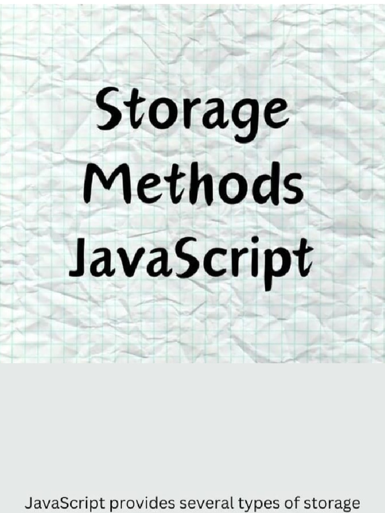 Storage Methods in Javascript | PDF