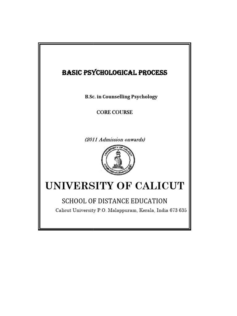 CP1 B01 Basic Psychological Processes I Sem. Core Course - B Sc ...