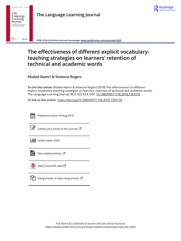 INTERESADOS - The Effectiveness of Different Explicit Vocabulary-Teaching Strategies On Learners ...