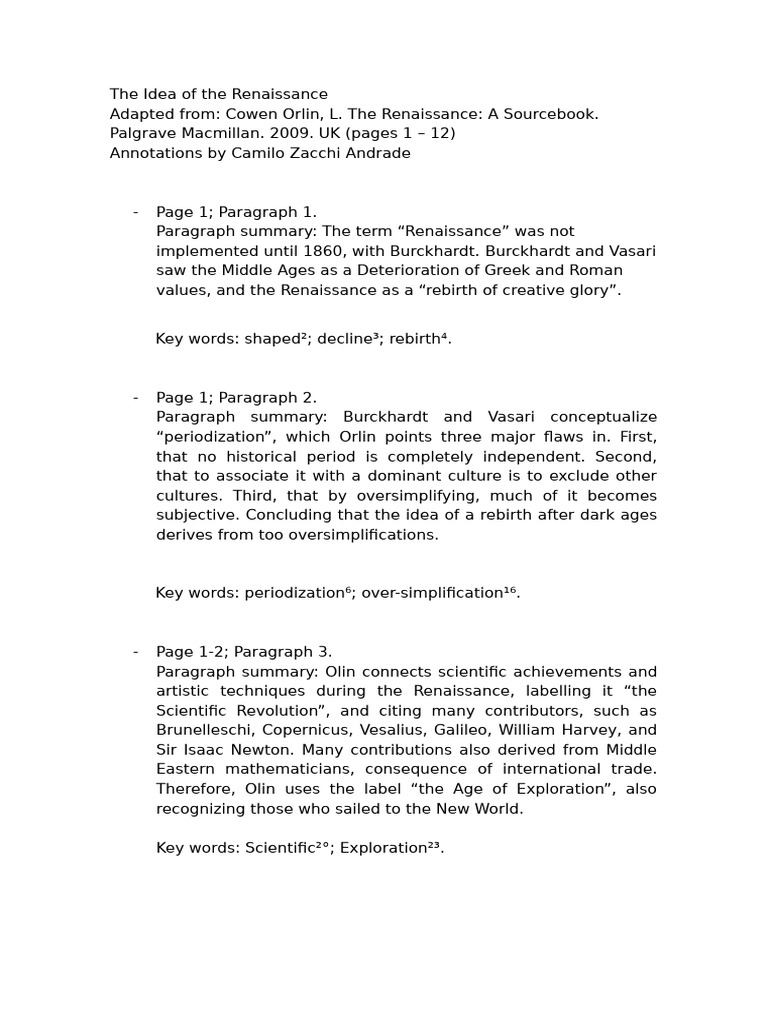 The Idea of The Renaissance | PDF