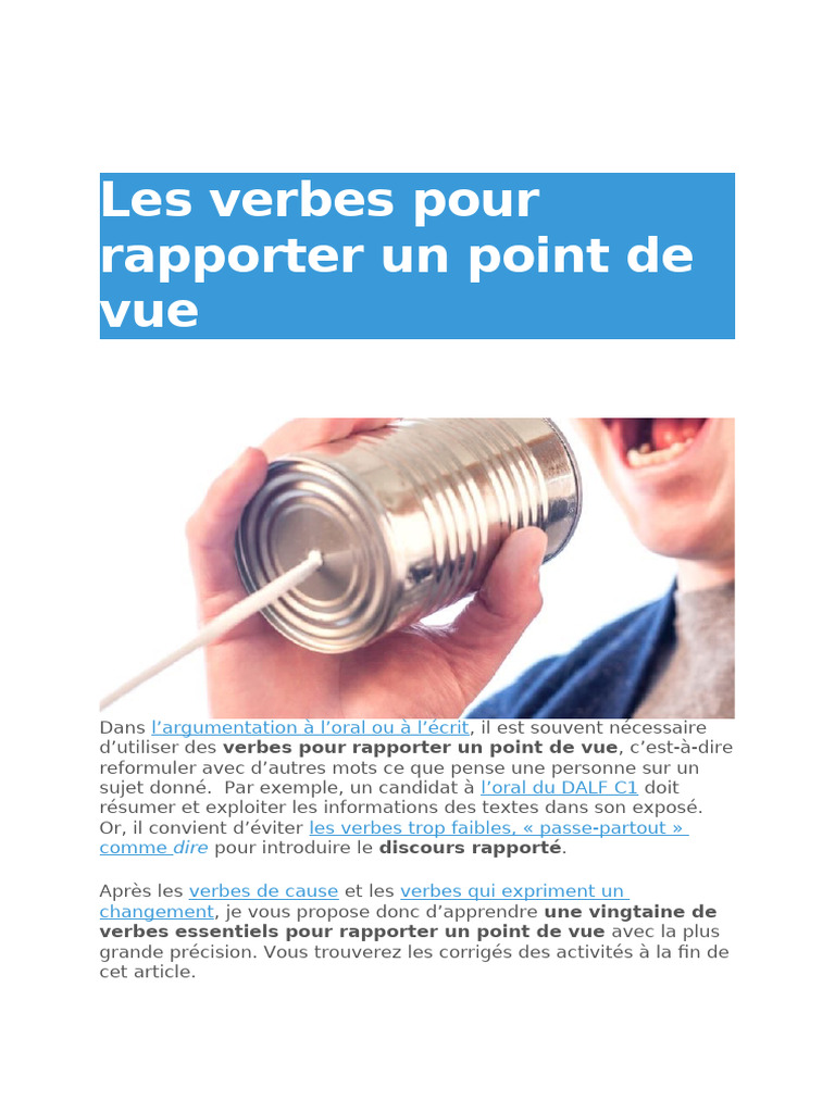 Les Verbes Pour Rapporter Un Point de Vue | PDF