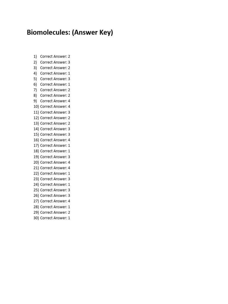 Biomolecules Answer Key | PDF