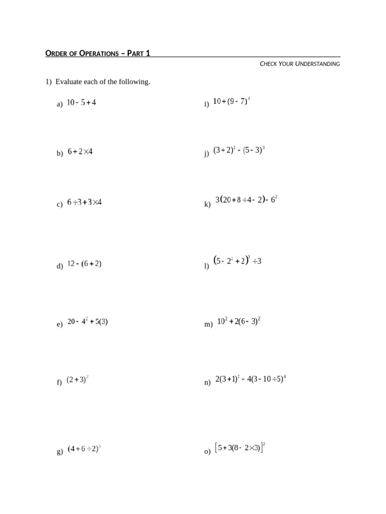 Order of Operations - 2024 | PDF