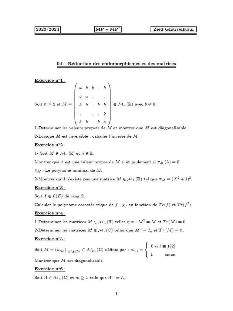 04 Réduction Des Endomorphismes Et Matrices 1 | PDF