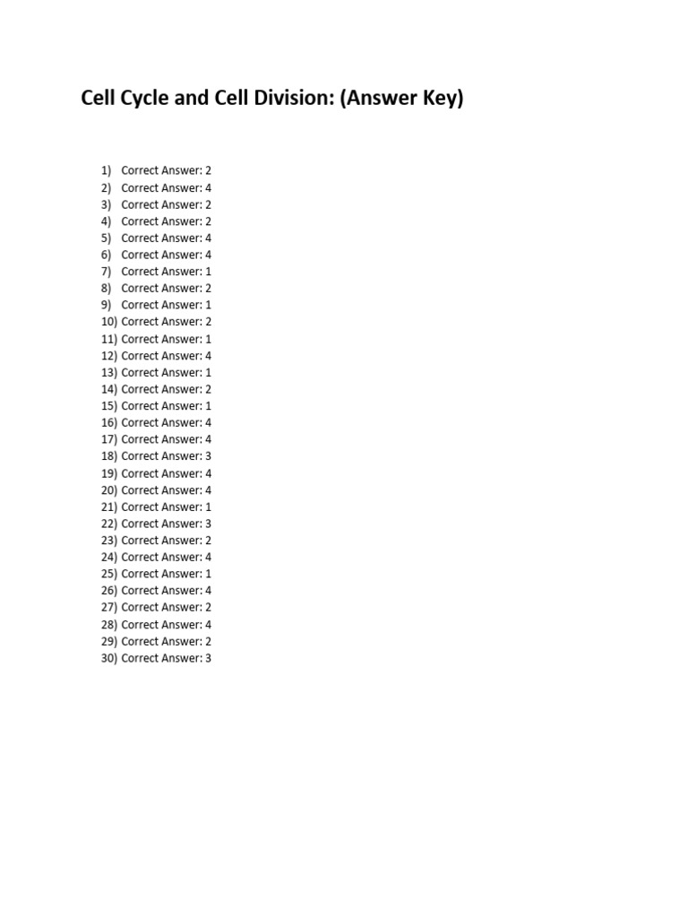 Cell Cycle and Cell Division Answer Key | PDF